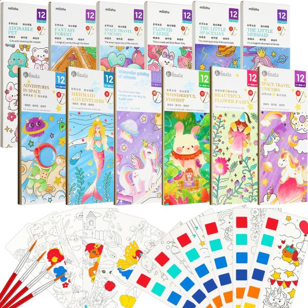 商品名: Mooliwe 24パック ポケット 水彩絵の具 本 トラベルポケット 水彩キット 水彩塗り絵 小さな水彩スケッチブック 水彩絵の具セット 子供用 Mooliwe 24 Pack Pocket Watercolor Paintin...