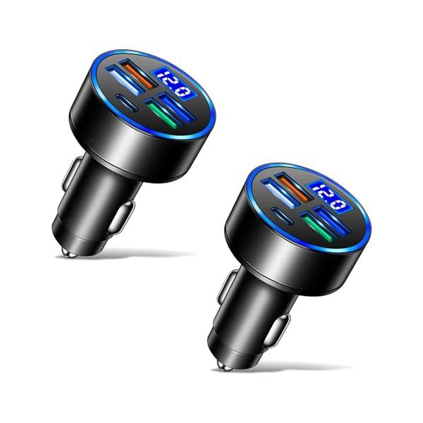 商品名:  5 Port USB Car Charger(4USB+Type C) Compact Fast Charger Cigarette Lighter Adapter with LED&amp;Voltage Monitor, C...