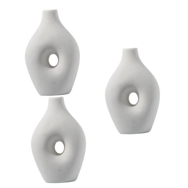 商品名:  PRETYZOOM 3 Pcs Hollow Geometric Vase Modern Ceramic Vase Abstract Vase Candle Vase Rustic Home Decorative Vase Va...
