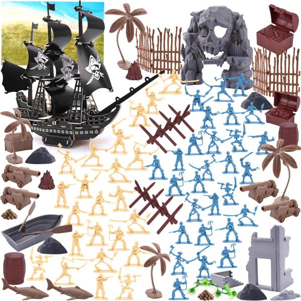 商品名: AMOR PRESENT 海賊おもちゃセット 91個 海賊船 海賊とスケルトンウォリアーズ プラスチック 海賊おもちゃ 子供の誕生日プレゼントに AMOR PRESENT 91PCS Pirates Toy Set, Pirate...