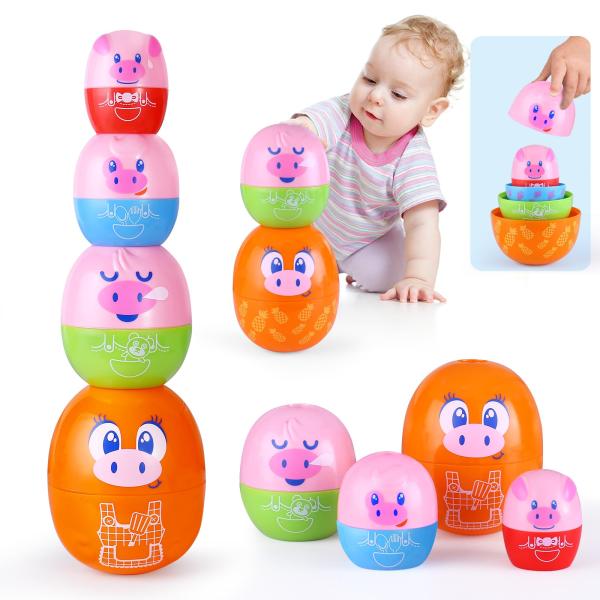 商品名: Wanonoo 幼児用ブタの入れ子積み卵おもちゃ Wanonoo Piggy Toddler Stacking Nesting Toys for Toddlers 1-3, 8PCS Pig Eggs Matching Game ...