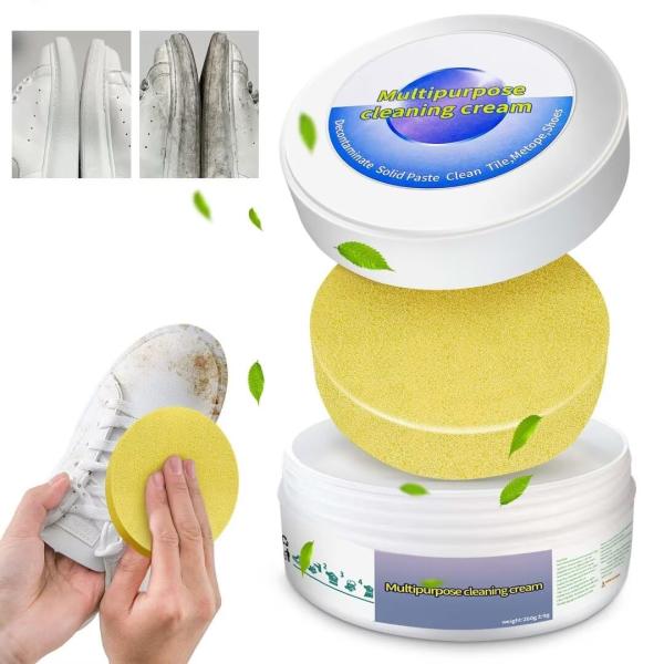 商品名: シューズクリーナー - 多機能スニーカークリーナー 汚れ除去 クリーム ホワイト 靴クリーナー レザーケア クリーム 靴クリーナー クリーム スポンジ付き 除染 固形ペースト Shoe Cleaner - Multi-Functi...