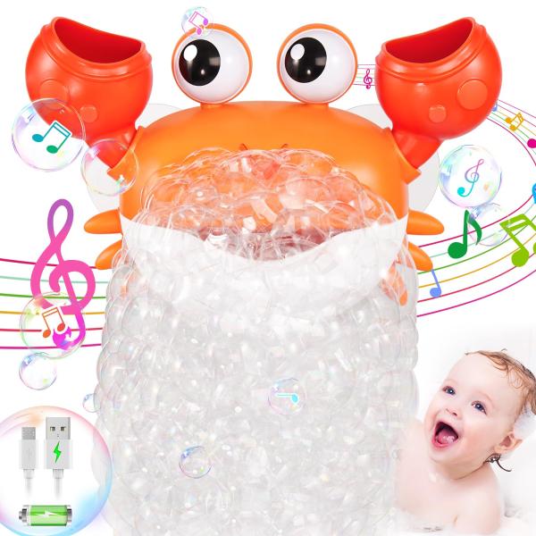商品名: 【2024年アップグレード】カニの泡 お風呂のおもちゃ USB充電式 ベビーバスバブルメーカー 幼児用 1-3 自動バスタブバブルマシン 音楽コントラル お風呂のシャワー バスタブ おもちゃ 幼児向けギフト 【2024 Upgra...