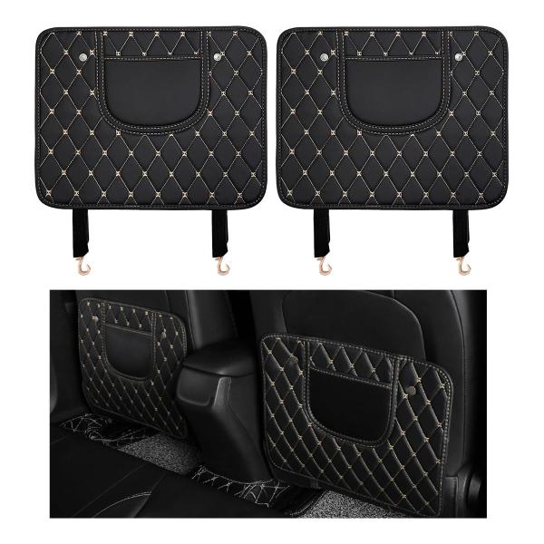 商品名: Suvnie 2個 カーキックレザーバックシートプロテクター 収納バッグ付き 防水 自動車後部座席カバーパッド 子供の汚れ 泥 傷防止 車内アクセサリー (ブラック&amp;ベージュ) Suvnie 2 PCS Car Kick ...