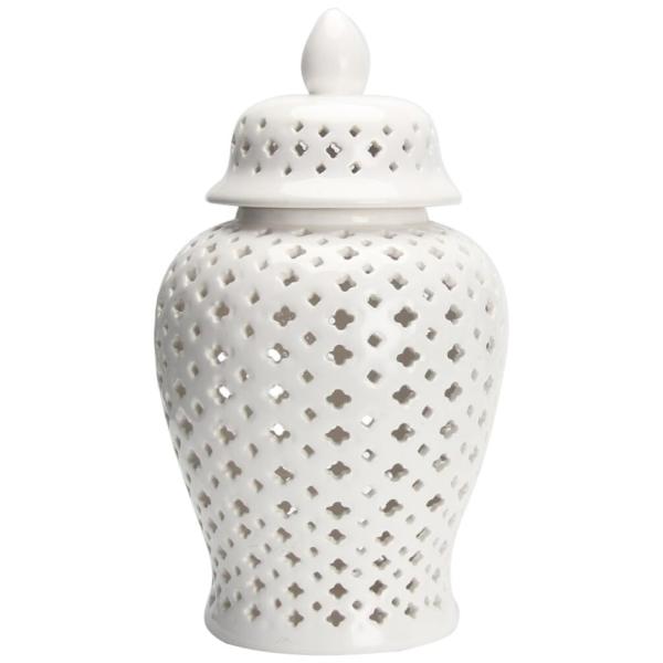 商品名:  Zerodeko Pierced Ginger Jar Ceramic Garlic Keeper Hollow Out Flower Vase with Lid for Home Office Party Wedding De...