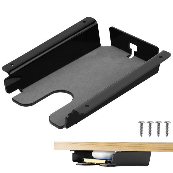 商品名: CaSZLUTION デスク下マウント電話ホルダー アクリル製 デスク下収納棚 オフィスデスクやワークステーション用 省スペース テーブル下スマートフォンホルダー 電話や任天堂のスイッチに対応 ブラック CaSZLUTION Un...