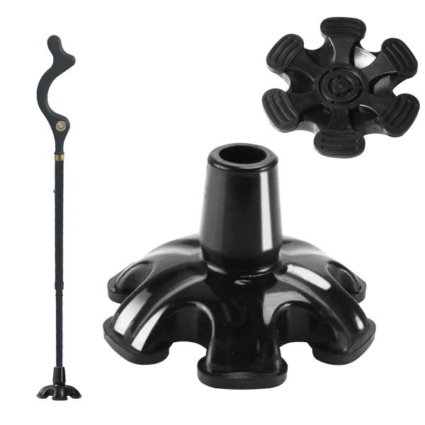 商品名: Z&amp;Q LABOR 3/4インチ 自立型ゴム製杖先 クワッドウォーキング杖チップ 6サポートフィート付き 高耐久ゴム杖先端ベース ウォーキング用 折りたたみ杖 6点杖先端フットパッド 6プロング杖チップ Z&amp;Q L...