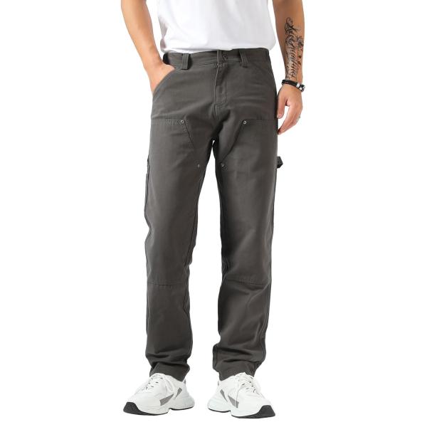 商品名:  Plaid&amp;Plain Men's Work Pants Straight Fit Carpenter Pants Utility Pants Twill with Double Knee and Hammer Loop...