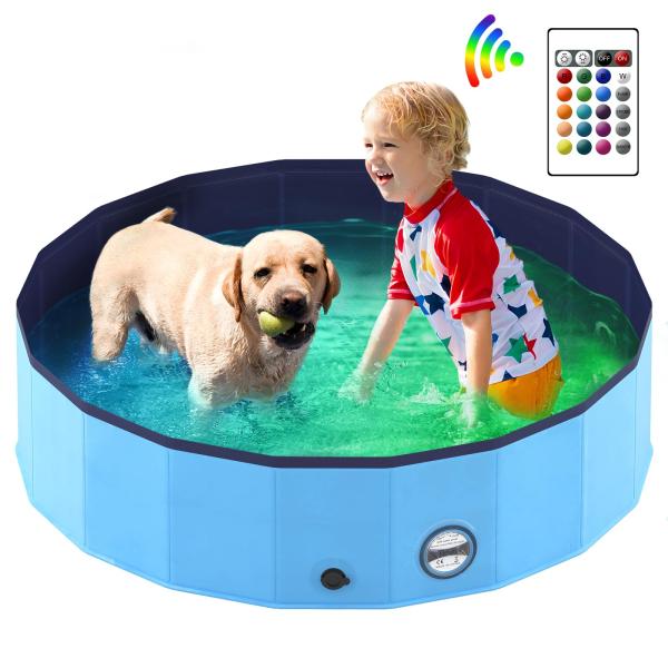 商品名:  Heeyoo Foldable Dog Pool with RGB LED Light, Collapsible Dog Swimming Pool with Remote and Built-in Color Changing...