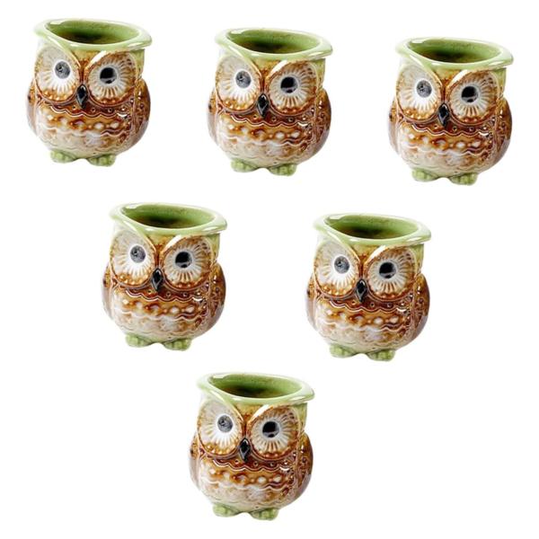 商品名:  FLYIFE Vases 6 Pcs owl Flower Pot Mini vases for Flowers Flower pots Indoor Window Frame Decor Owl Ceramic Planter...