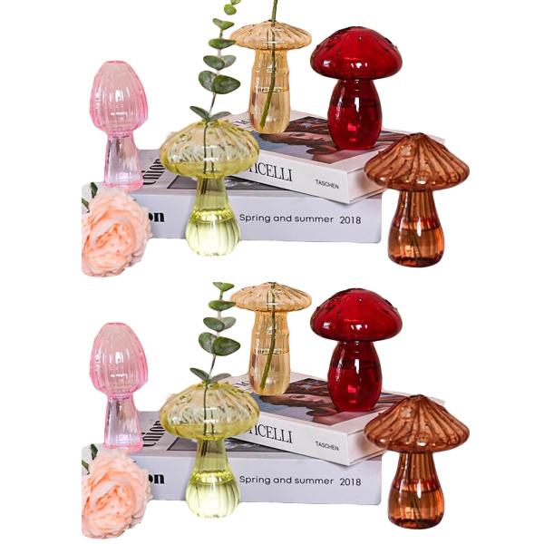 商品名:  Mushroom Glass Vase Corlorful Eylkoi - Mushroom Vase 10pcs Hydroponic Vase Flowers Planters, Bud Small Vase Decora...
