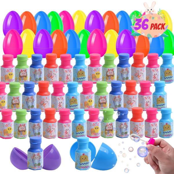 商品名: イースターエッグ バブルワンド付き イースターバスケットの詰め物用 36 Pack Prefilled Easter Eggs with Mini Bubble Wands Inside, Easter Basket Stuffe...