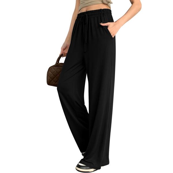 商品名:  OLIKEME Womens Wide Leg Pants Loose Lightweight Lounge Pants Comfy Athletic Pants for Casual Workout (Black-XL)ブラン...