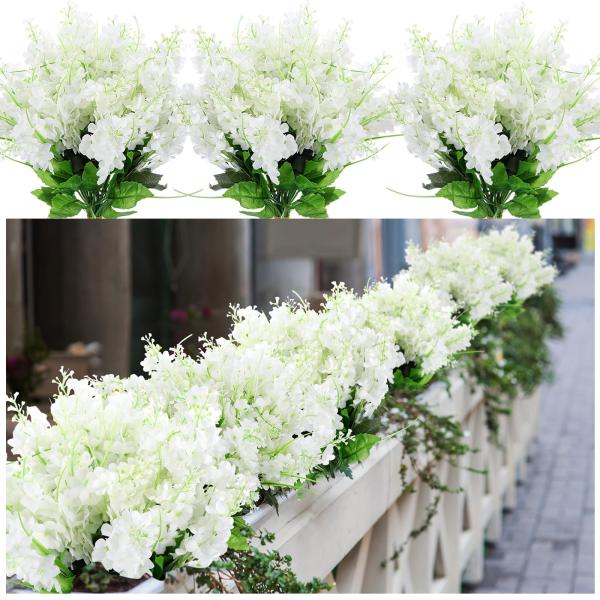 商品名: Riceshoot 20束 人工シルク藤の花 フェイクヒヤシンスフラワー バルクブーケ フラワーアレンジメント 春の花瓶 ホームウェディングガーデンフェンス 屋外装飾 (ホワイト) Riceshoot 20 Bundles Art...