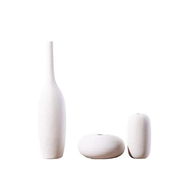 商品名: 白い花瓶 中空セラミック花瓶 花用 ミニマリスト ボーホー インスタイル モダン ホームデコレーション 結婚式 ディナー テーブル パーティー リビングルーム オフィス 寝室用 (3個セット) White Vase Hollow ...
