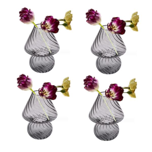 商品名:  Mushroom Vases for Flowers Eylkoi - 4Pcs Mushroom Glass Vase Gray Decoration Unique Bud Small Vase Hydroponic Plan...