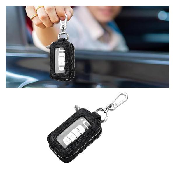 商品名: GLSOWEE 車用キーフォブケース 本革キーフォブプロテクターホルダー ダブルカースマートキーチェーン リモートキーバッグ 男女兼用, ブラック, Small GLSOWEE Car Key Fob Case, Genuine ...
