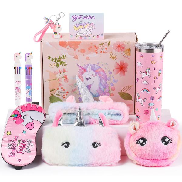商品名: Haclury ユニコーンギフトセット 女の子 子供 おもちゃ クリスマス 誕生日 ギフトボックス ティーンガール向け 6-8歳 ギフト ステンレススチール タンブラー/クロスボディバッグ/ユニコーンヘッドバンド付き Haclur...