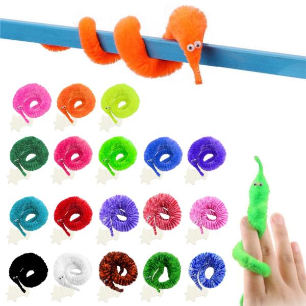 商品名:  RIEAO Magic Worms,Colour Invisible Twisty Caterpillar Toy, 18 Colours Cat Toy, Wiggly Twisty Fuzzy Worm Toys for K...