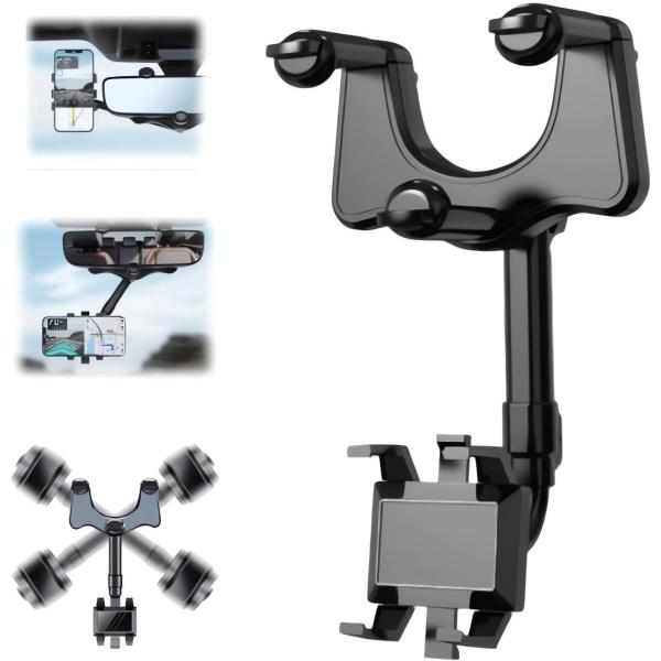 商品名: KDGENG Ulchno 電話ホルダー - 360°カーバックミラー電話ホルダー 車マウント電話とGPSホルダー対応 回転調節可能 バックミラー電話ホルダー 車用 KDGENG Lifesuny Phone Holder - S...