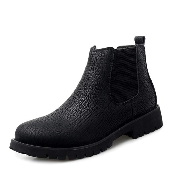 商品名:  TAYGUM Men Chelsea Boots Round Toe Solid Color Simple Leather Slip On Waterproof Wearable Anti-slip Fashion Work P...