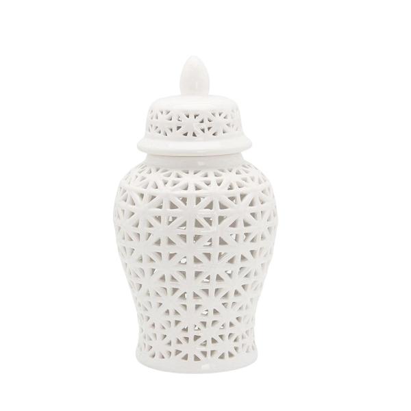 商品名:  DELURA Modern Ceramic Flower Vase Temple Jar Storage with Lid Hollow Out Display Porcelain Ginger Jar for Home Far...