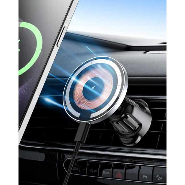 商品名:  LEYUNAI for Magsafe Car Mount Charger, 15W Fast Charging Wireless Car Charger [Powerful Magnets] Car Phone Holder ...