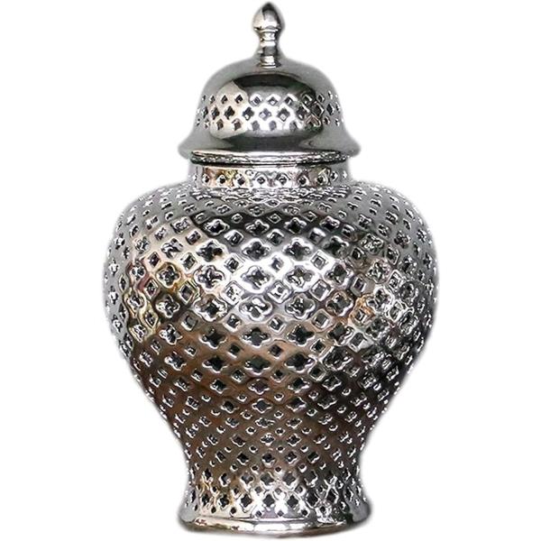 商品名:  Porcelain Ginger Jar,Ceramic Flower Vase,Hollow Ceramic Jar Carved Lattice Vase Perforated Lantern Vase for Home T...