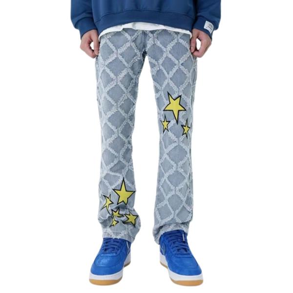 商品名:  Hugboom Mens Stacked Jeans Y2k Star Pants Ripped Skinny Streetwear High Waisted Boyfriend Denim Jeans Grunge Cloth...