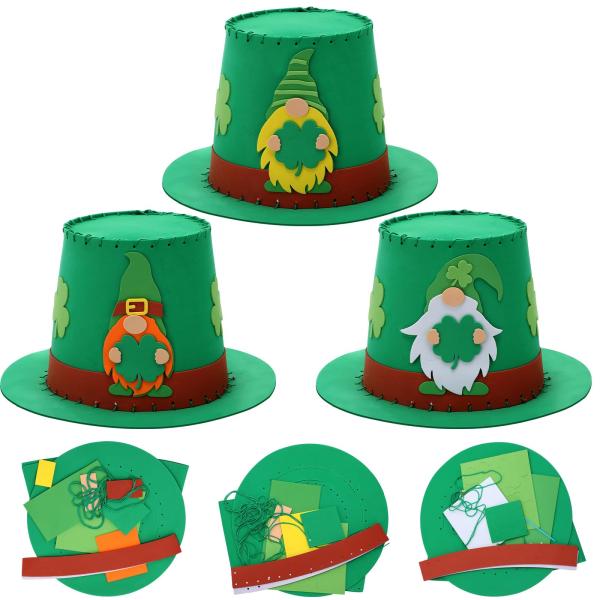 商品名:  Coume 15 Pack St. Patrick's Crafts for Kids Leprechaun Top Hat Crafts Kit Shamrock Stickers Leprechaun Costume Par...