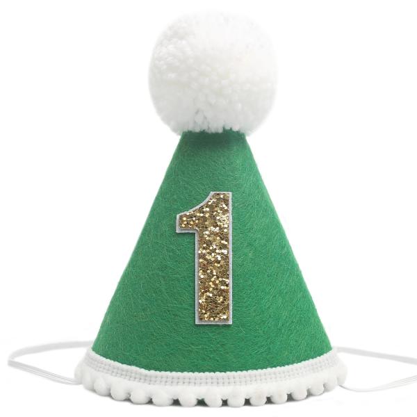 商品名:  Dark Green First Birthday Celebration Hat - Jungle Safari Green Number One First Birthday Cap - Baby 1st Birthday ...