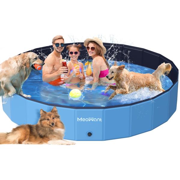 商品名: Meowant 特大犬用プール 折りたたみ式 ハードプラスチック 犬用スイミングプール 子供用プール 折りたたみ式犬用ペットバスプール ポータブルディープドッグプール 大型犬用 (4XL-87インチ × 16インチ) Meowan...