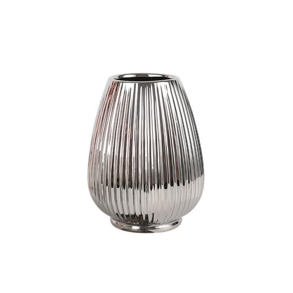 商品名:  Vases for Arrangement Nordic Ceramic Vase Modern Simple Silver Electroplated Vertical Stripes Creative Home Flower...