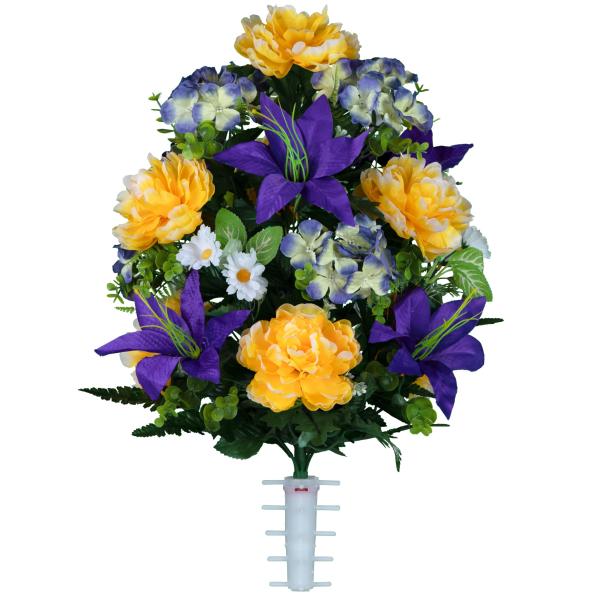 商品名:  Flowers For Cemeteries - 23" Purple Lily and Hydrangea with Yellow Peony - Sympathy Silksブランド: Sympathy Silks商品サイズ...