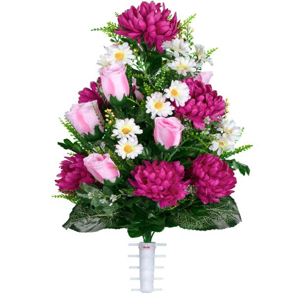 商品名:  Sympathy Silks Flowers for Cemeteries - 23" Pink Rose and Beauty Pink Mumブランド: Sympathy Silks商品サイズ: Bouquet高さ: 15....