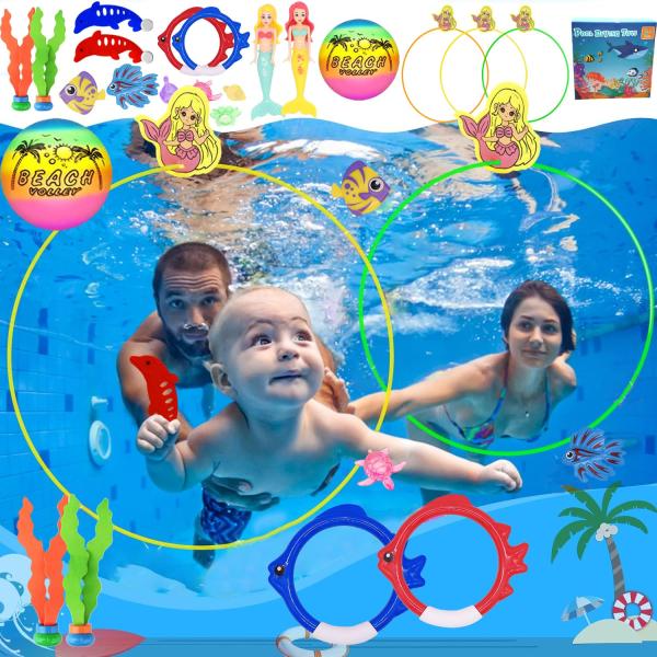 商品名:  JOINBO 20 Pcs Diving Pool Toys for Kids Ages 3-12 Set with Diving Swim Thru Rings,Pool Games Summer Swim Water Sin...