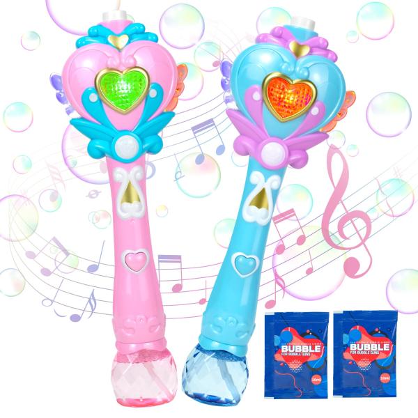 商品名: 子供用バブルワンド 2個パック プリンセス おもちゃ バブルマシン LEDライト&amp;音楽付き アウトドアパーティー 誕生日おもちゃ 幼児向け 自動バブルブロワーマシン ギフト 3 4 5 6 7 8歳の女の子に 2 Pack...