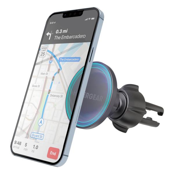 商品名: HyperGear MagSafe マグネット式車載電話マウント エアベント携帯電話ホルダー [ハンズフリー - 簡単取り付け] iPhone 15/14/13 Samsung S24 S23 S22などに対応 + アダプターリン...