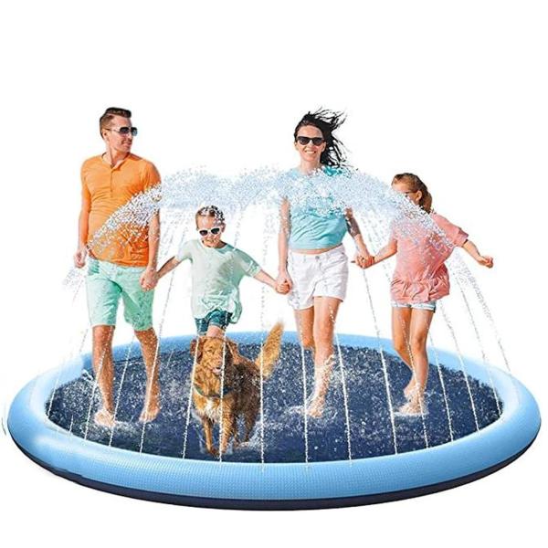 商品名: スプラッシュパッド プールトイ 子供と犬用、75インチ 特大スプラッシュパッド 幼児 屋外おもちゃ 対象年齢3歳以上 滑り止め 厚手 スプリンクラー 犬用プール 夏 屋外 水のおもちゃ 裏庭ゲーム用 Splash Pad Pool...