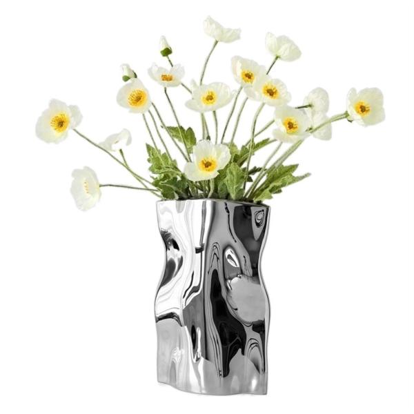 商品名:  Flower Vases Decorative Electroplated Silver Ceramic Vase Decoration, Flower Arrangement, Living Room, Dining Tabl...
