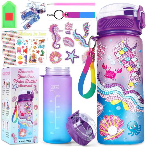 商品名:  Qyeahkj Decorate Your Own Water Bottle Kits for Girls Age 4-6-8-10, Little Mermaid Gem Diamond Painting Crafts, Fu...