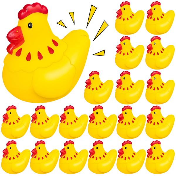 商品名: ミニラバーニワトリ、20個入りかわいいひよこききむバスおもちゃ、イエローフローティングラバーチキン男の子、女の子、ベビーシャワー、誕生日パーティーの記念品、ギフトデコレーションに。 Mini Rubber Chickens Bul...