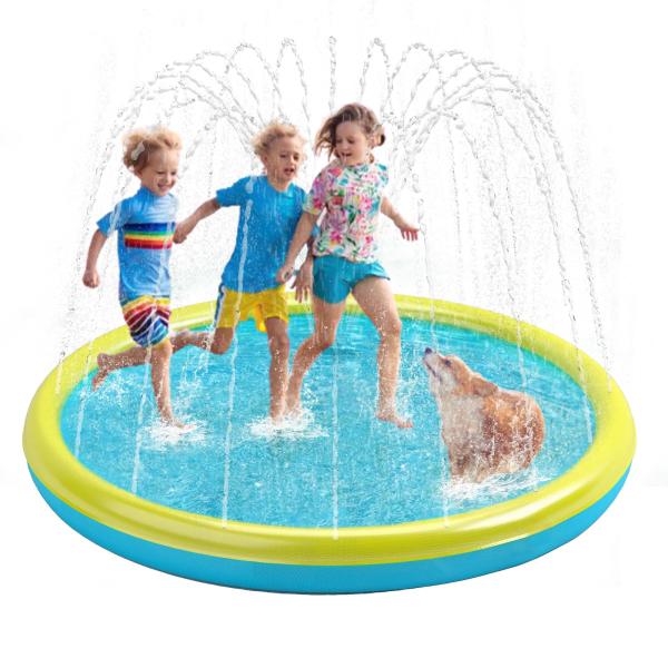 商品名: Heeyoo 子供用スプラッシュパッド、幼児用滑り止めスプラッシュパッド、夏の屋外水のおもちゃ、傷に強い厚みのある犬用スプラッシュパッド、子供用屋外遊び用スプリンクラー 子供/幼児犬用の噴水プレイマット Heeyoo Splash...