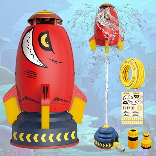 商品名: 屋外用ウォータースプリンクラーおもちゃ、子供用サマーウォーターロケットスプリンクラー打ち上げおもちゃ、ホリデー裏庭、芝生ゲーム、水のおもちゃ、3歳以上の男の子、女の子への誕生日プレゼント(レッド) Outdoor Water Sp...