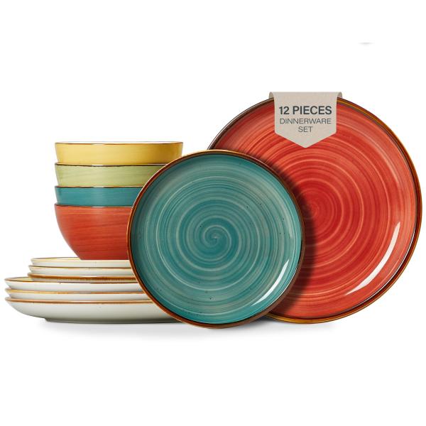 商品名:  ONEMORE Plates and Bowls Set - Microwavable, Oven &amp; Dishwasher Safe Porcelain Dinnerware Set - Scratch Resista...