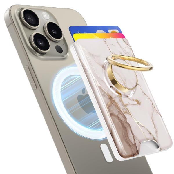 商品名: GVIEWIN マグネットウォレット 電話グリップ付き 携帯電話リングホルダー MagSafeカードホルダー 調節可能なスタンド付き 大理石キックスタンド iPhone 15 Pro Max/Plus/14/13/12シリーズ用 ...