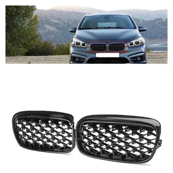 商品名:  New-2X Gloss Black Front Kidney Bumper Grille Mesh Diamond Compatible For BMW F45 F46 Active Tourer 2014-2018ブランド:...