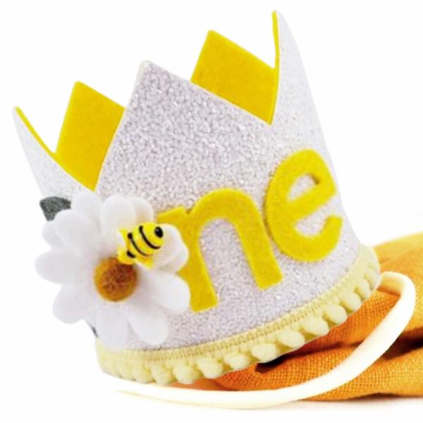 商品名:  JeVenis Happy 1st Bee Day Hat First Bee Day Crown Hat Happy 1ST Bee Day Party Supplies Favors Fun To Bee One Party...