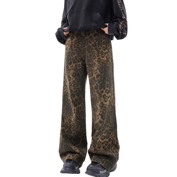 商品名:  Y2k Leopard Pants Wide Leg Jeans Woman Loose Fit Jeans Hip Hop Pants Vintage Baggy Trousersブランド: POOPMOOM商品サイズ: La...
