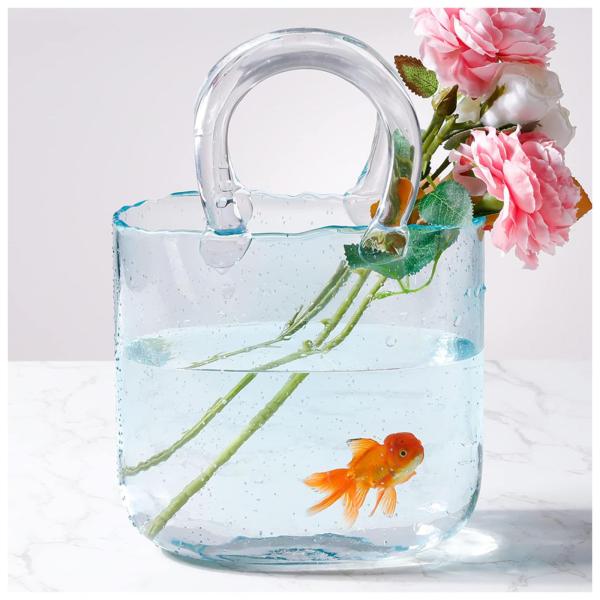 商品名:  AttreX Handbag Vases for Flowers, Clear Purse Vases with Handle Glass Purse Vase Purse Vase, Modern Farmhouse Deco...